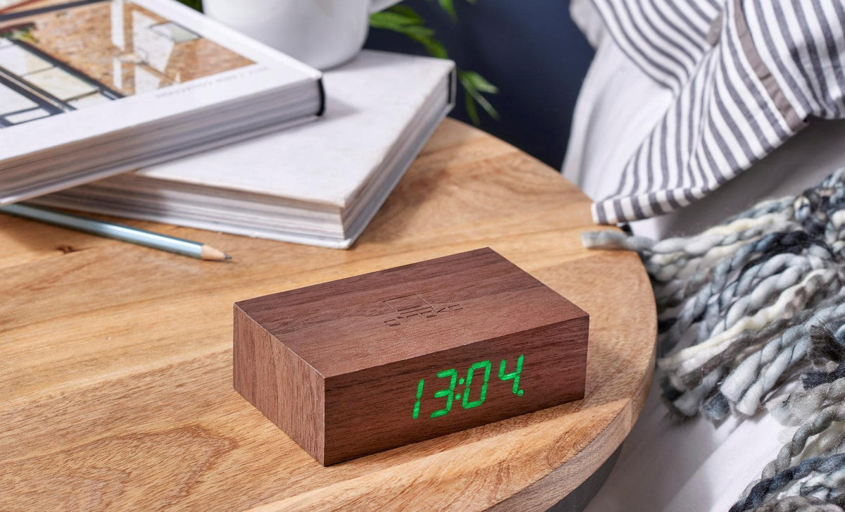 Gingko Flip Click Alarm Clock - Walnut | Buy Online UK — LemonSalt