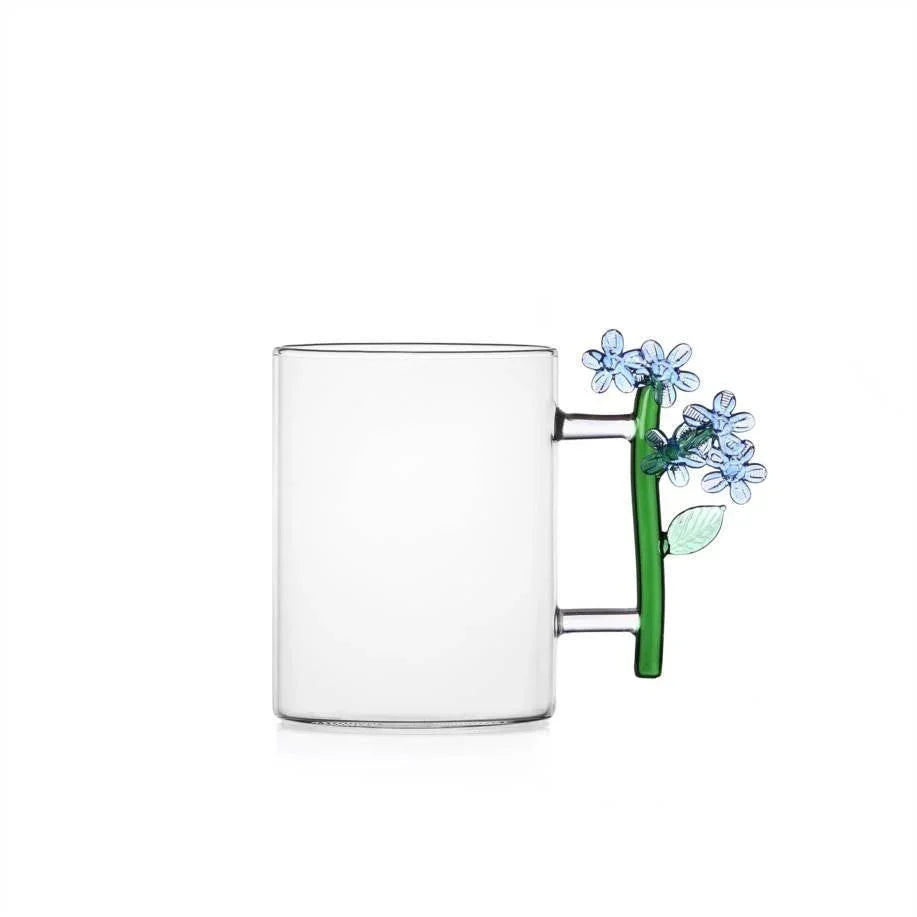 Ichendorf Milano Light Blue Flower Glass Mug (450ml) | Buy Online UK ...